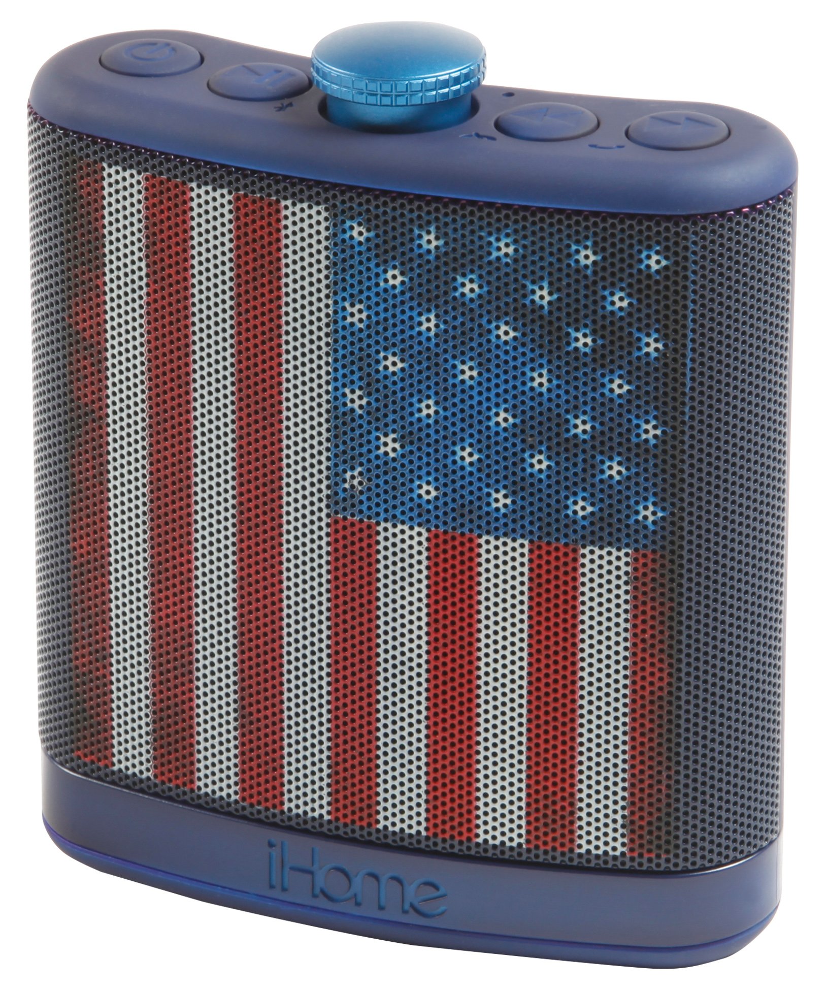 Sound Design iHome Rechargeable Flask Shaped Bluetooth Stereo Speaker - American Flag (iBT12AMFLX)