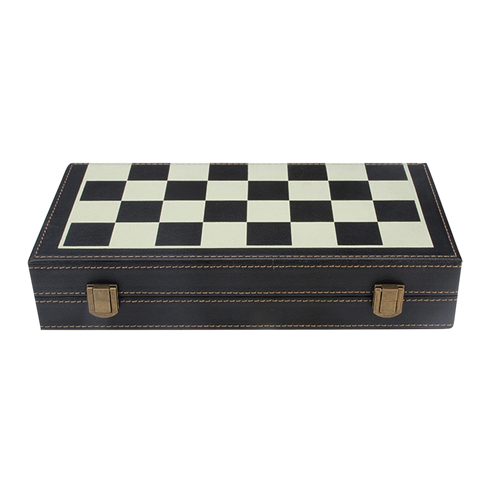 Chess Set International Folding Pu Leather/Wood Board and Metal Pieces Kit Set Brain-Training Educationalpieces