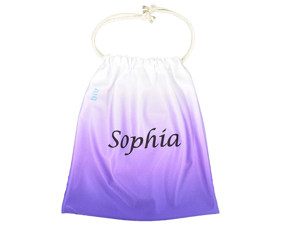 Bitt Sportswear Personalized Gymnastics Grip Bag - Ombre Colors, Customized Bag with Crystals Option (Purple Ombre)