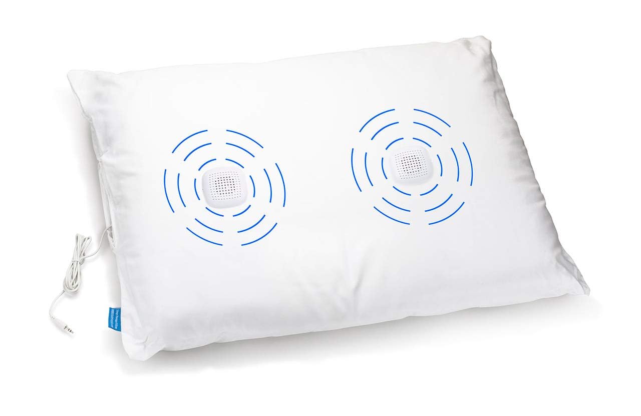 Sound Oasis Amplified Pillow Speakers, 2 Ultra-Thin Hi-Fi Stereo Speakers, Volume Control, Surround Sound for Music, Sleep, Tinnitus Masking, Connects to External Sound Source.