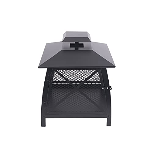 Blue Sky Outdoor Living WBF20 20” Square Wood Burning Outdoor Fireplace with 360-Degree View