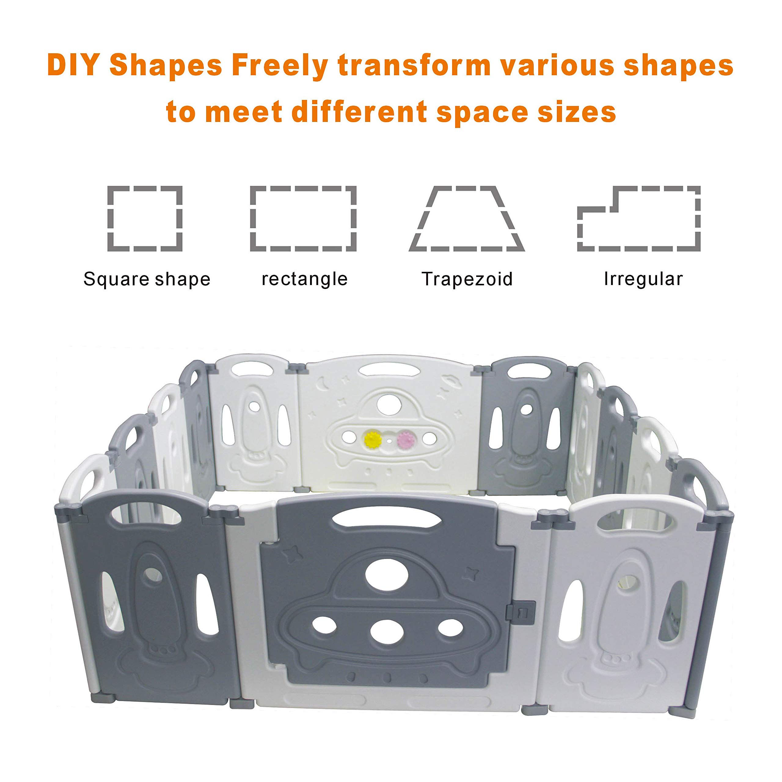 Baby Playpen Kids Activity Centre Safety Play Yard Home Indoor Outdoor New Pen (Multicolour) (Grey White)