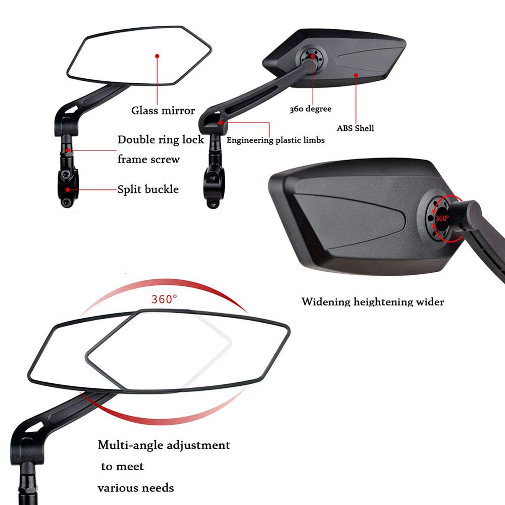 Bike Mirror Adjustable Easy Mount mtb Rear View Bike Mirrors Back Left Side Bicycle Mirror For Adult Bikes