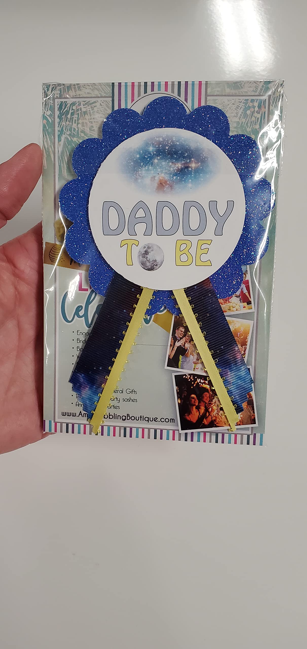 Galaxy Baby Shower Pins for Family to Wear at Gender Reveal Outer Space Theme Rockets It's a Boy Sprinkle (mommy sash & daddy pin)