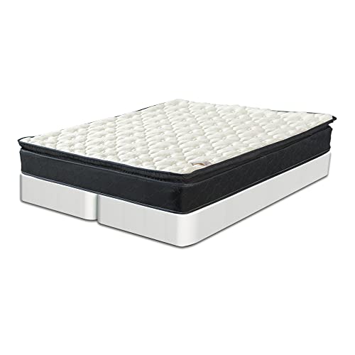 Spinal Solution 9-Inch Medium Firm Pillowtop Pocketed Coil Hybrid Mattress And 4" Low Profile Wood Box Spring Foundation Set, Queen