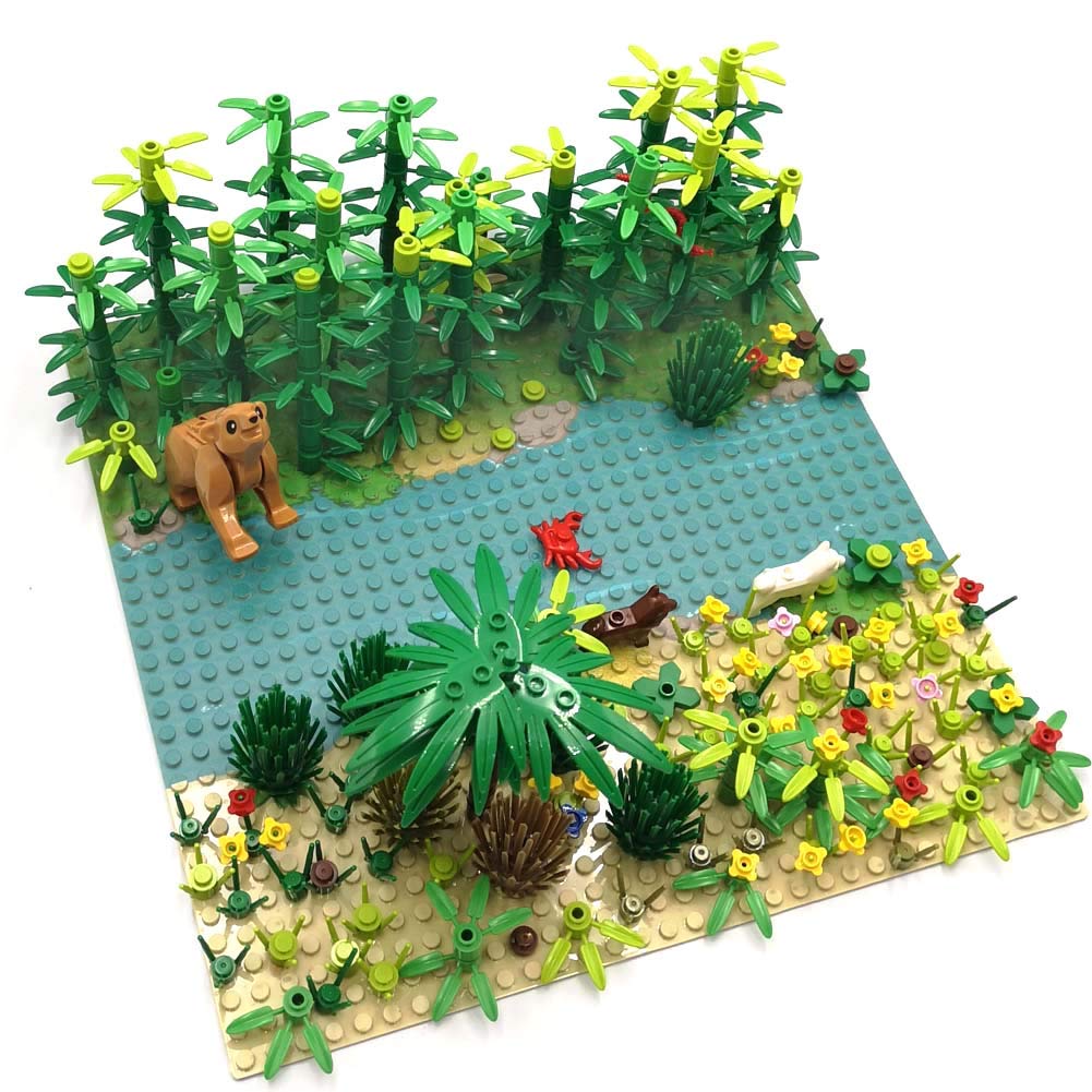 Forest Garden Building Sets Parts,Plants Trees Flowers Scenery Accessories Animals Building Bricks Toy Set for Boys Girls Kids 6+ Gifts(2 Pieces 10" Base Plates)