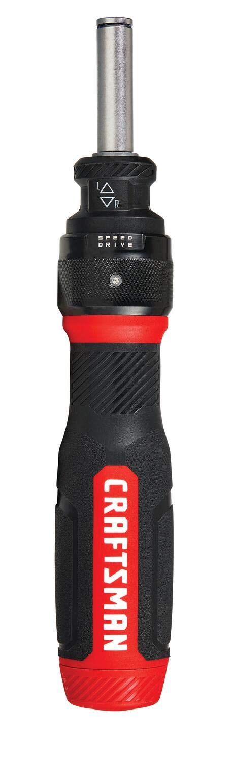 CRAFTSMAN Ratcheting Screwdriver, SpeedDrive, 2โ Double Ended Bits Included, Handle Holds Up To 6 Bits (CMHT68129)