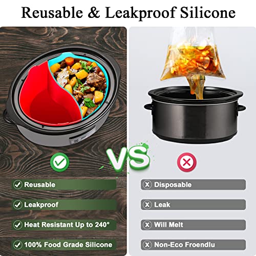 Slow Cooker Liners Compatible for Crock Pot 6 QT, Easyjoy for Crock Pot Liners For 6 Quart Oval Slow Cookers, Reusable Silicone Slow Cooker Liner For Crock Pot Divider Insert, Dishwasher Safe BPA Free