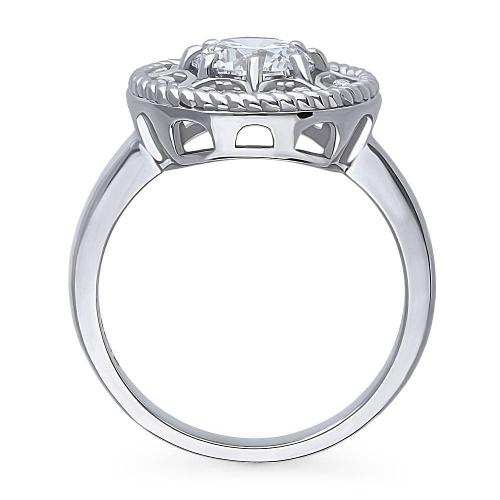 BERRICLE Sterling Silver Cable Wedding Engagement Rings Cubic Zirconia CZ Statement Halo Ring for Women, Rhodium Plated Size 6