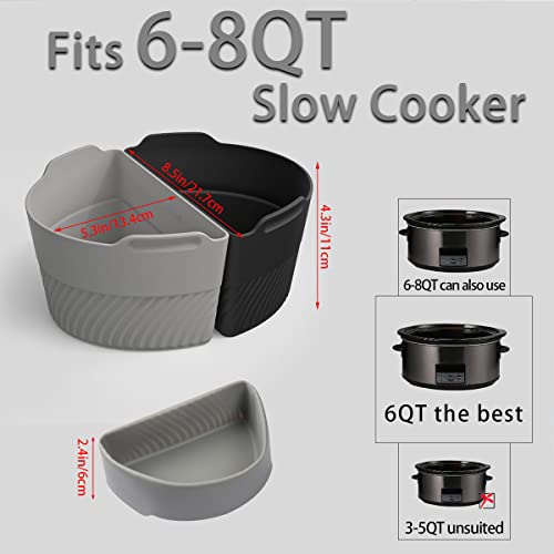 Slow Cooker Liners,Cook Two Things at Once and Easy Clean,Crock Pot Divider,Suitable for 6-8QT Crock,Silicone Crock Pot Liners Oval (2)