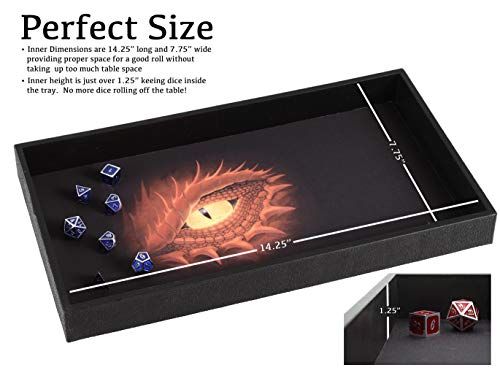Forged Dice Co. Dice Tray 14" - Reversible Dice Rolling Mat - Compatible with Board Games and Tabletop RPGs Like Dungeons and Dragons Pathfinder Roleplaying Games - Red Dragon Eye