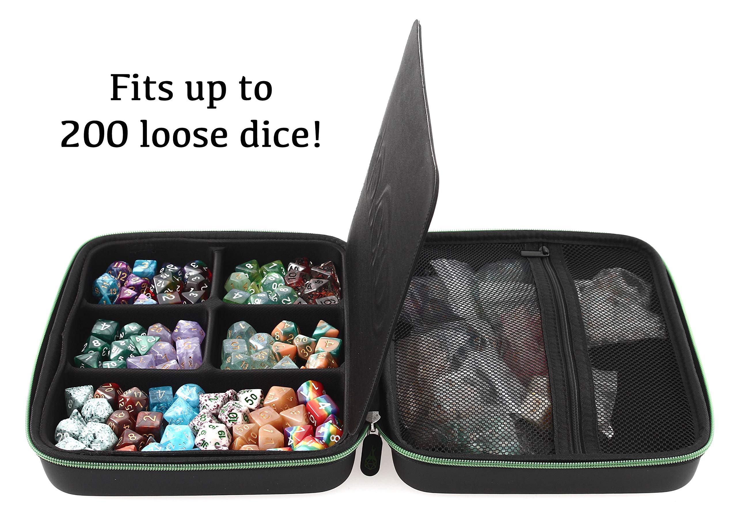 Forged Dice Co. Dice Box and Dice Tray with Removable Dice Holder - Storage Box Holds up to 300 Metal or Plastic Polyhedral Dice - Compatible with DND and Dungeons & Dragons Game Dice - Green