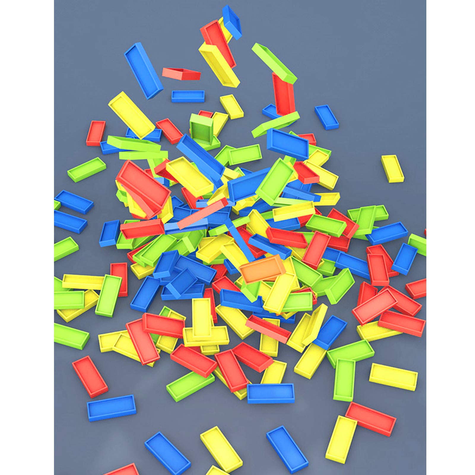 Tucimibo Dominoes Set Plastic STEAM Building and Stacking Bulk Toys Starter Kit Colorful Chain Reaction Toppling Blocks Educational Racing Tile Games 100 Pcs