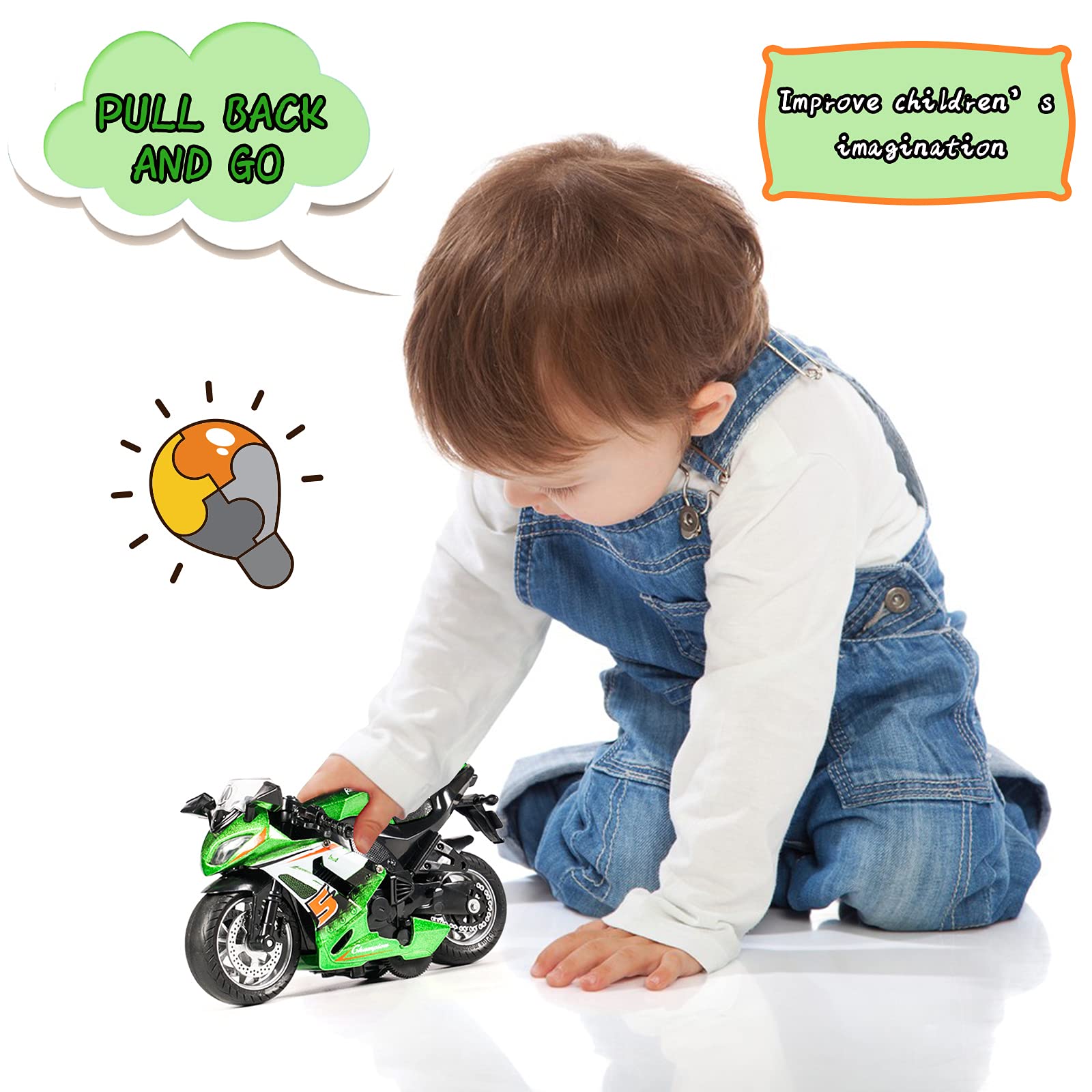 Motorcycle Toy,with Light and Music Toys Motorcycle Diecast Models, Toy Motorcycles for Boys,Toy Motorcycle for Kids 3-9 (Green)