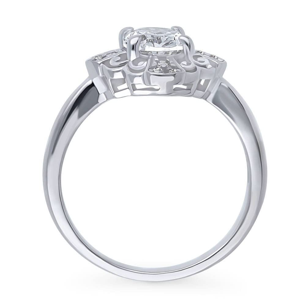 BERRICLE Sterling Silver Halo Wedding Engagement Rings Oval Cut Cubic Zirconia CZ Flower Ring for Women, Rhodium Plated Size 8