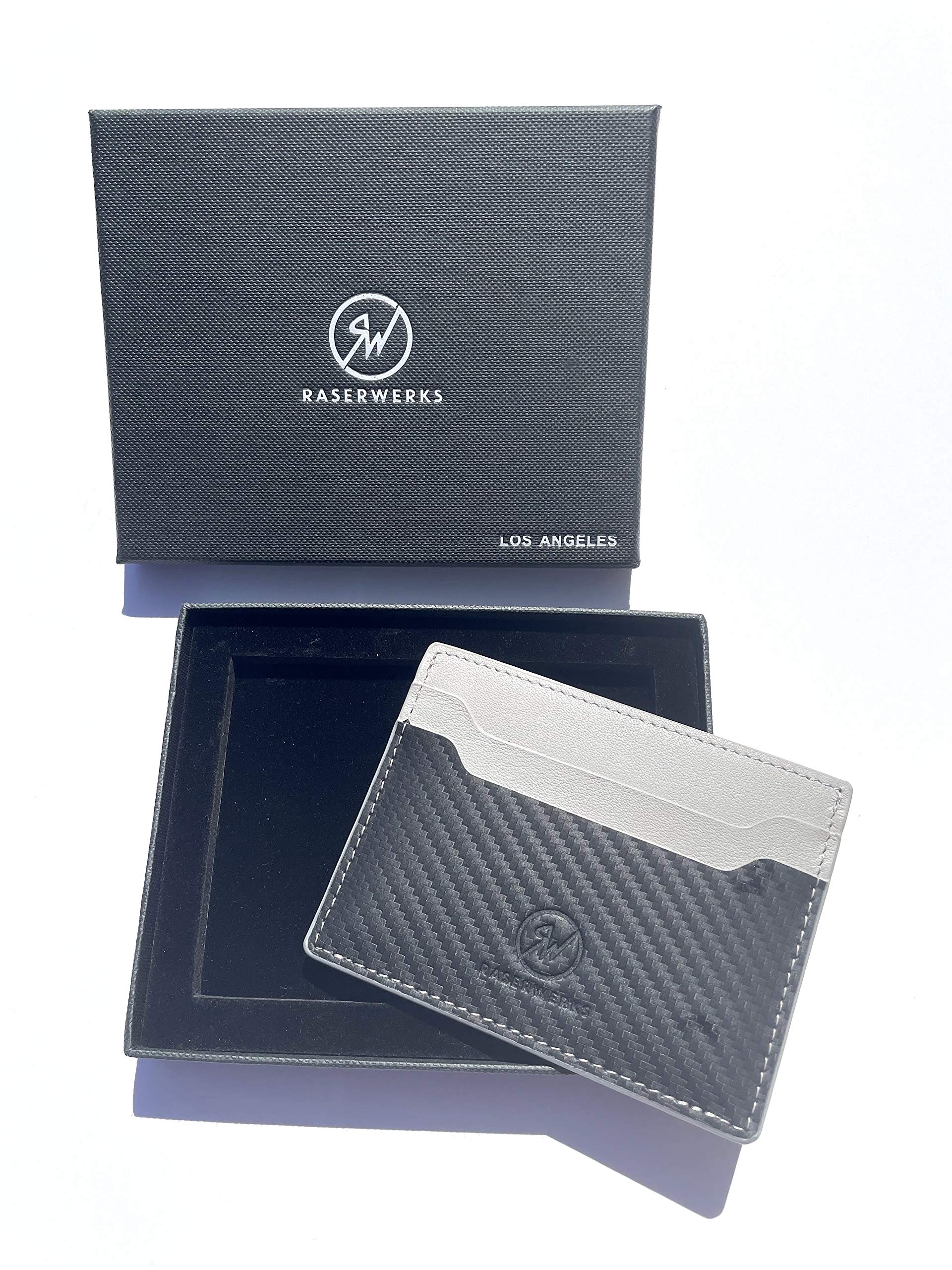 Motorsport Wallet - slim carbon fiber leather with RFID protection card case (Steel Grey)