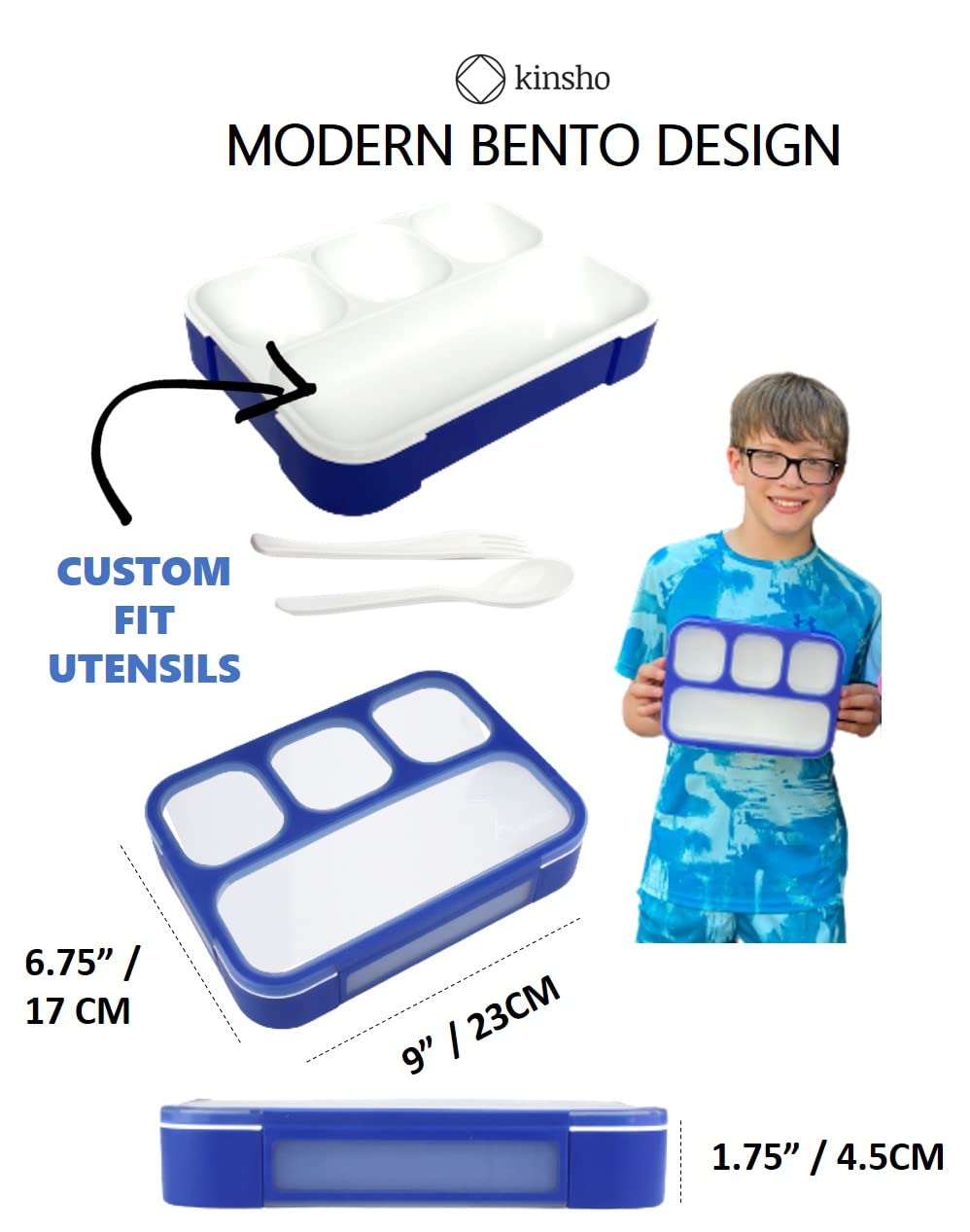 Bundle of Bento Lunch Box for Kids Boys Adults with Utensils (Blue) + Ice Packs for Lunch Bags (Blue & Turquoise)