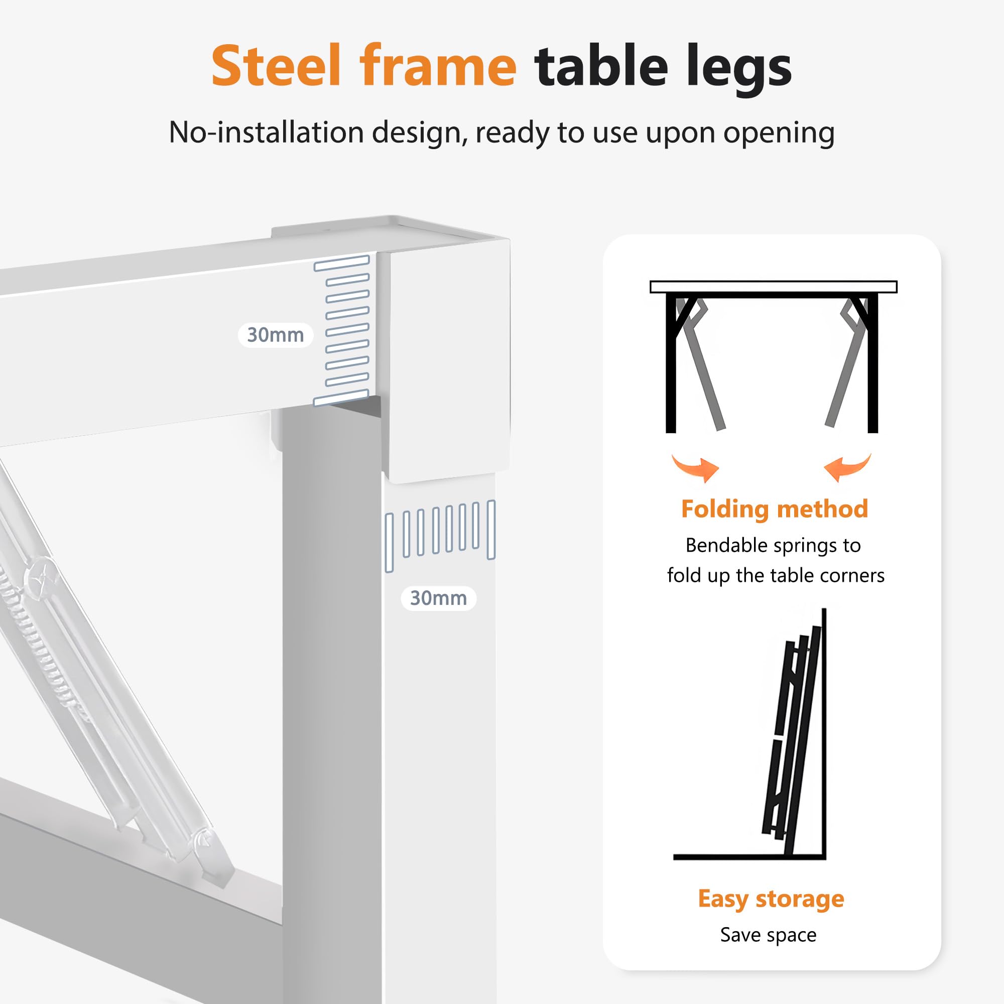DlandHome Computer Desk Folding Table 39.4 inches Writing Desk for Small Space Folding Desk Laptop Desk No Assembly Required White&White