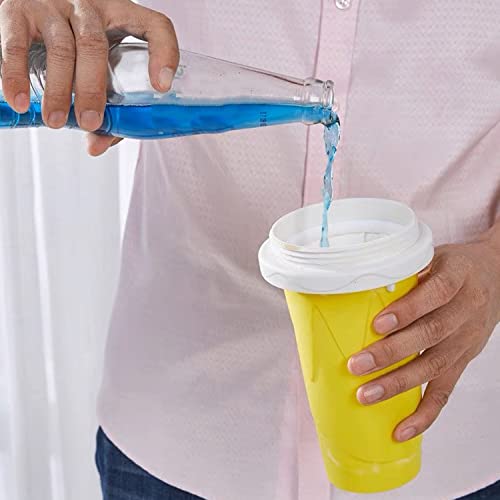 Slushy Cup Slushie Maker Cup, Frozen Magic Smoothies Cup, Double Layers Silica Cup,Magic Quick Frozen Smoothies Cup,DIY Homemade Slushies,Magic Slushy Maker Squeeze Cup Portable for Milkshake… (Pink)