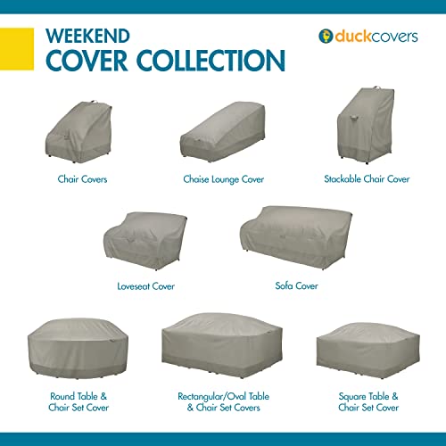 Duck Covers Weekend Water-Resistant Outdoor Rectangular Table & Chair Cover with Integrated Duck Dome, 107 x 82 x 32 Inch, Moon Rock, Patio Covers for Outdoor Furniture
