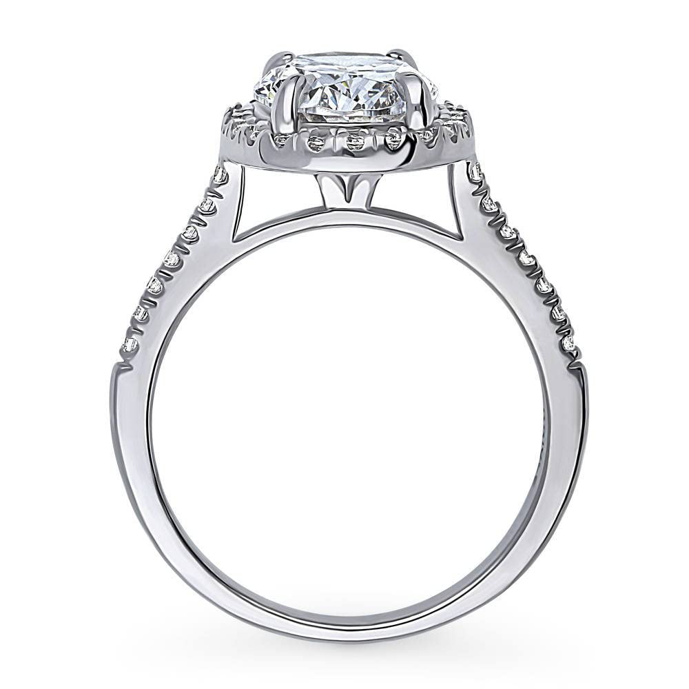 BERRICLE Sterling Silver Halo Wedding Engagement Rings Oval Cut Cubic Zirconia CZ Ring for Women, Rhodium Plated Size 6.5
