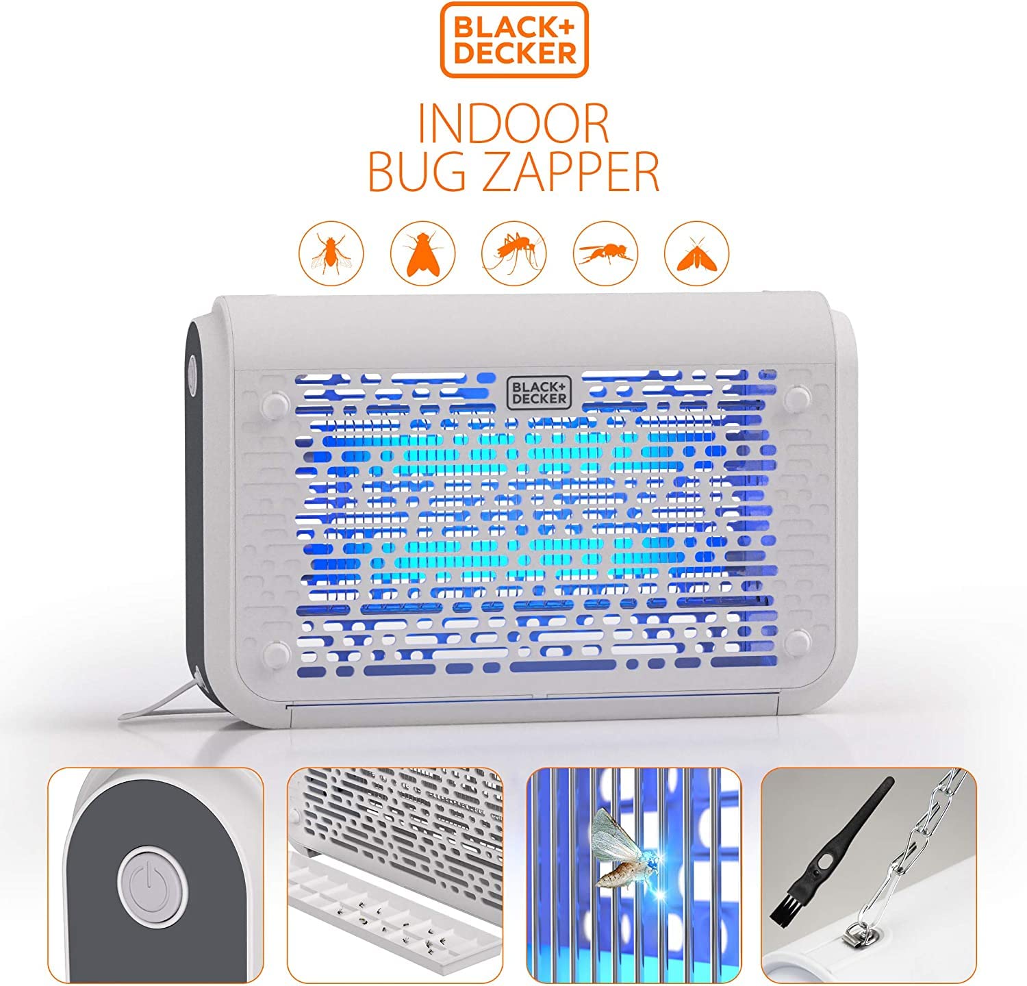 BLACK+DECKER Bug Zapper | Electric UV Insect Killer& Catcher for Flies, Gnats, Mosquitoes, & Other Flying Pests | 6,000 Sq/Ft Coverage for Indoor/Outdoor Use Includes Home, Kitchen & Other Areas