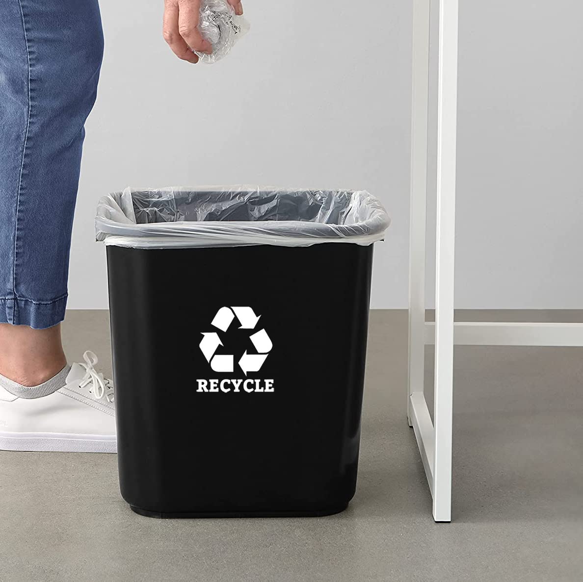XTRAYXRAY Trash Recycle Compost Stickers Set of 3 Recycle Vinyl Decal Sticker for Trash Can, Compost Bin, Recycle Bin Symbol to Organize Garbage containers or Trash cans (White, 5 Inch)