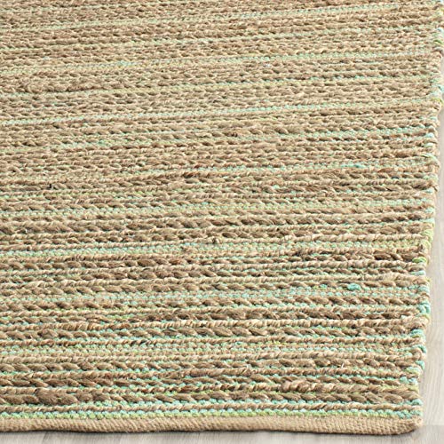 SAFAVIEH Cape Cod Collection Accent Rug - 3' x 5', Green, Handmade Flat Weave Jute, Ideal for High Traffic Areas in Entryway, Living Room, Bedroom (CAP851C)