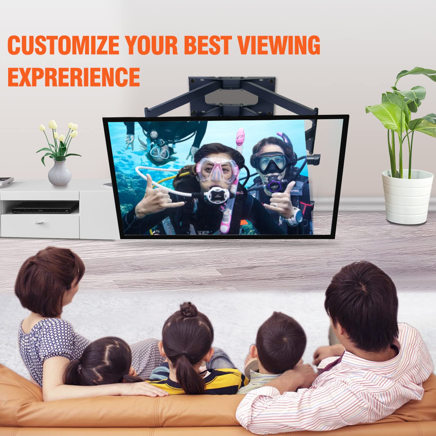 Heavy Duty Long Arm TV Wall Mount,43'' Dual Articulating Arm, Full Motion Swivel Tilt Level,Fits 50-95" TVs,Holds 165 lbs,VESA 800x400mm, Easy Installation,Space Saving