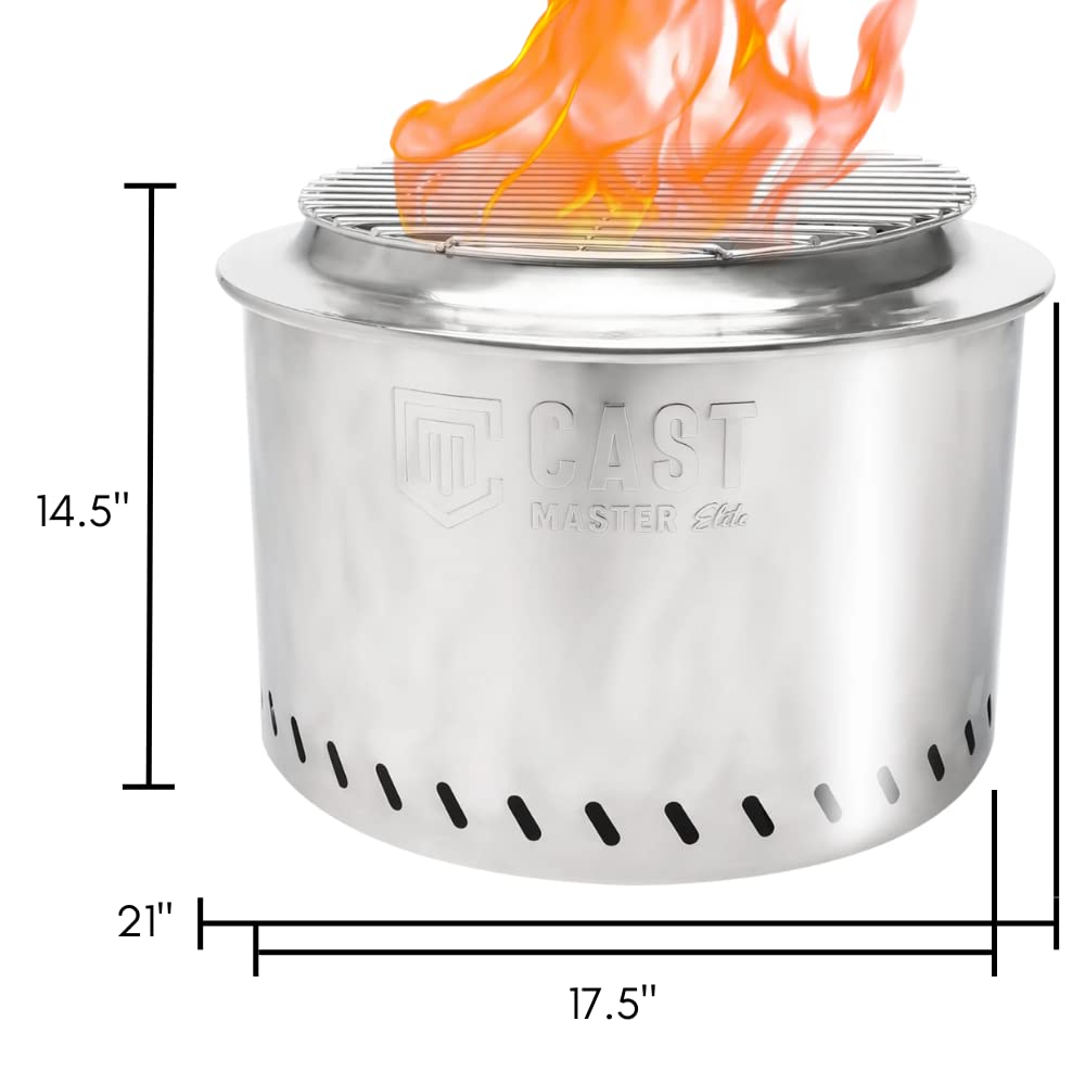 Cast Master Bon 2000 Dual Purpose Bonfire Pit - Smokeless Fire Pit & Campfire Grill - 3-in-1 Firepit -Cooking, Camping, Tailgating, Beach - Portable with Carry Case