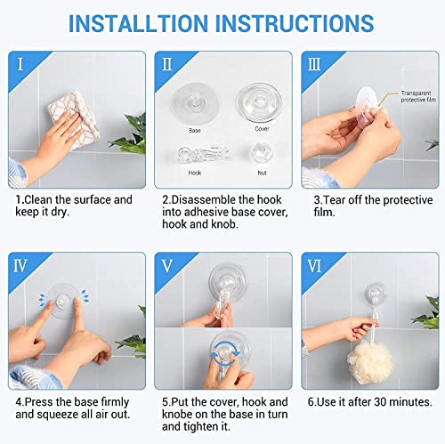 Suction Cup Adhesive Hooks - Quntis 2 Pack Large Suction Adhesive Hooks Heavy Duty Clear Shower Hooks Kitchen Bathroom Window Wall Hooks for Hanging Towel Bathrobe Loofah Sponge Christmas Wreath Key