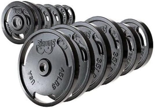 Biggins Cast Iron Olympic Weight Plate Pairs and Sets Strength Training Lifting Working Out (25, Pounds)