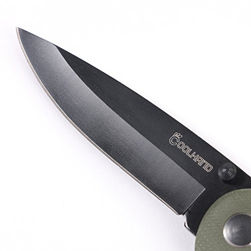 COOL HAND 6001GB-BS 3'' 440SS Steel Blade G10 Handle Liner Lock Pocket Knife, Black