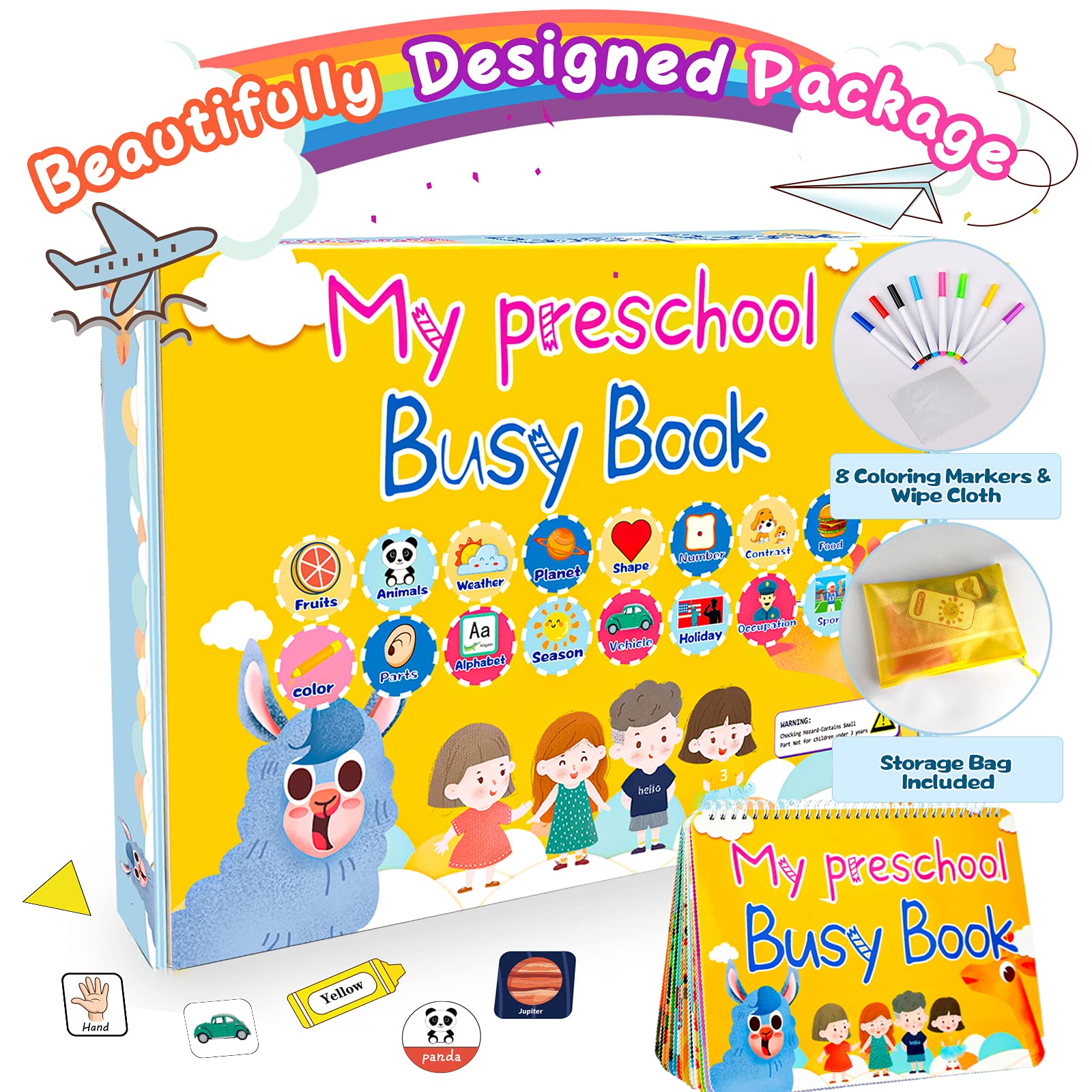 HeyKiddo Toddler Busy Book, New Upgraded Autism Toys for Kids, Preschool Activity Binder for Autism & Special Needs, Drawing/Educational Book for Home School Learning