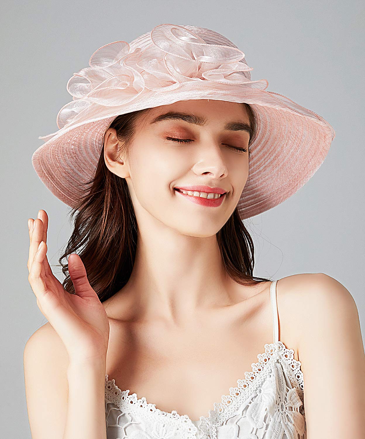 Bellady Women's Hat Church Fascinator Bridal Tea Party Wedding Hat Dress Cap, Pink