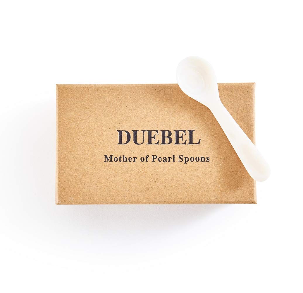 DUEBEL Set of 10 White Mother of Pearl 3.15′′ Caviar Spoons for Caviar, Egg, Coffee Serving (White, 8cm x 2.3cm)