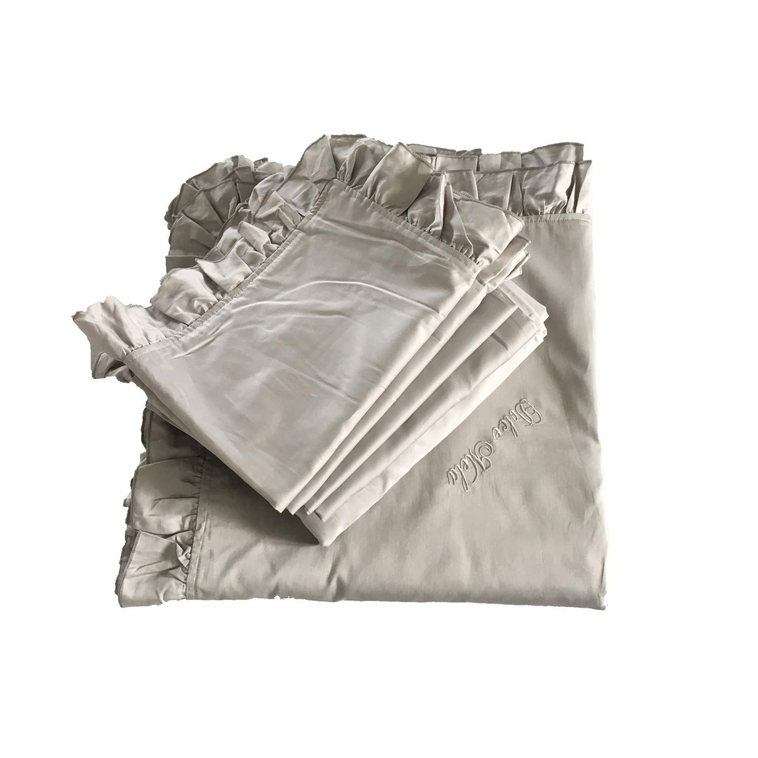 Dolce Mela Queen Size, Luscious 6 Piece Duvet Cover Set with Beautiful Ruffle Edge, 100% Long Staple Combed Cotton, Hypoallergenic, All-Season, Grey, DM809Q
