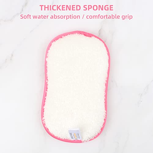 DEFUTAY 3 PCS Kitchen Scrub Sponge, Heavy Duty Scouring Pads, Washing Up Cleaner,Household Cleaning Wash Cloth with Adhesive Hooks(Color Random)