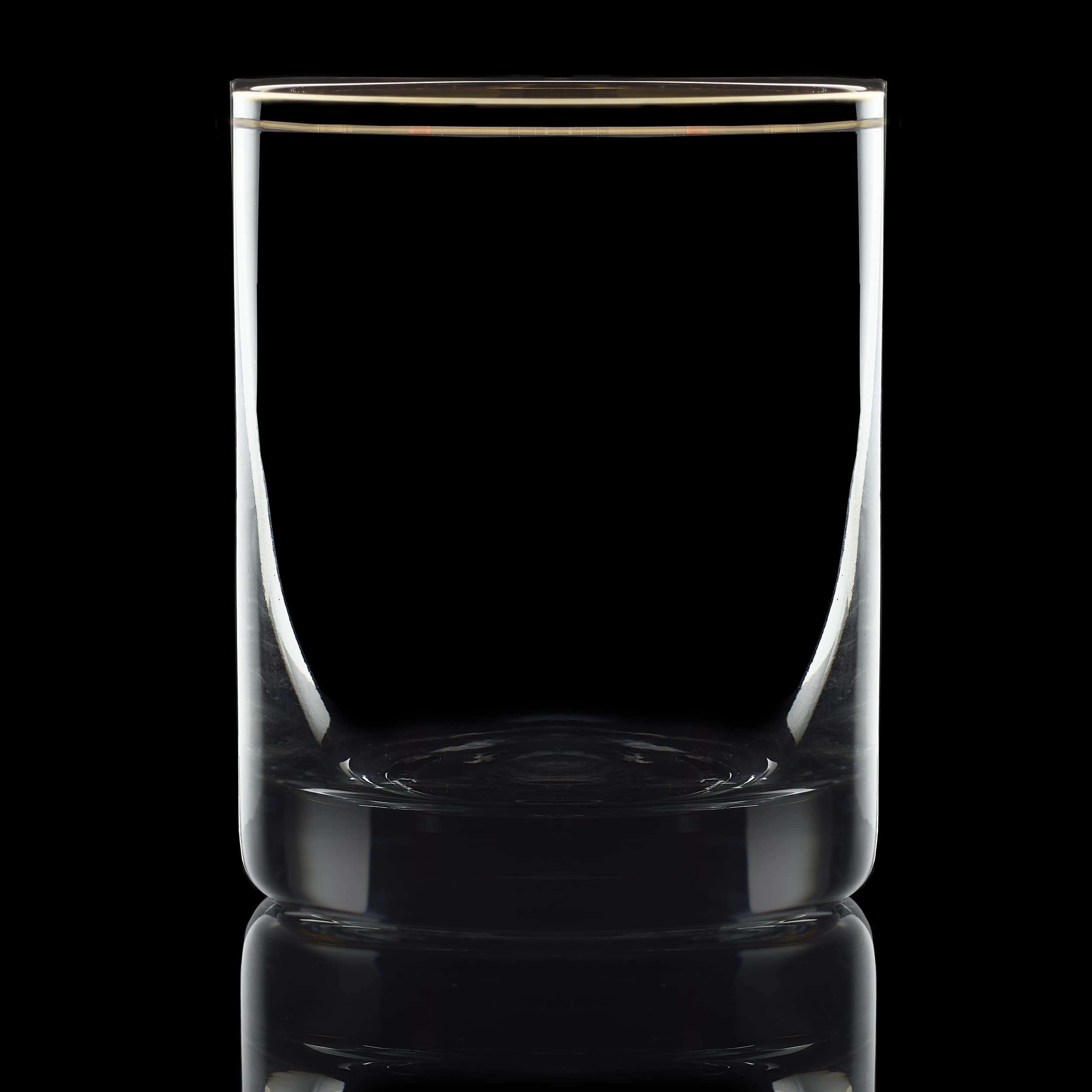 Burns Glass Old Fashioned Glass Cups, Whiskey Glass Set, Gold Rim, 11.75 Oz. (Set of 4)