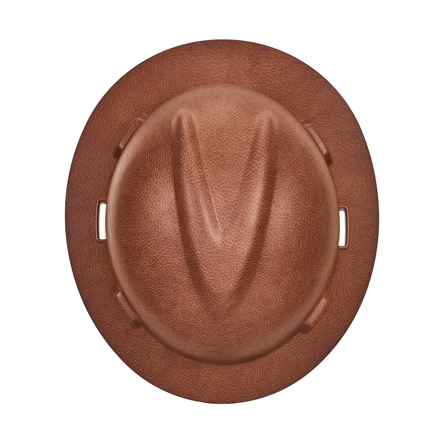 MSA 10204782 Hydro Dip V-Gard Full-Brim Hard Hat With Fas-Trac III Ratchet Suspension | Polyethylene Shell, Self Adjusting Crown Straps - Standard Size in Ital Leather