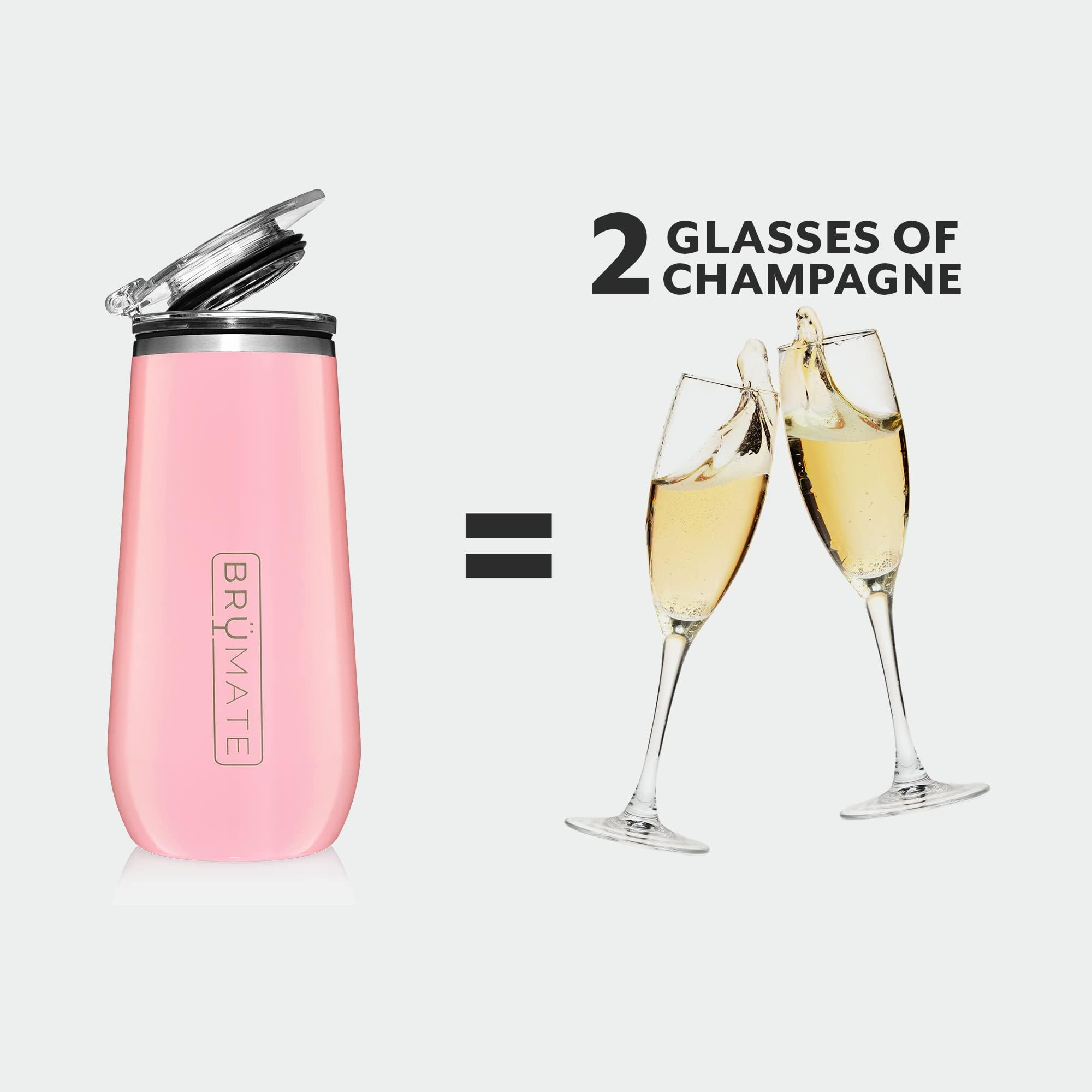 BrüMate 12oz Insulated Champagne Flute With Flip-Top Lid - Made With Vacuum Insulated Stainless Steel (Glitter Merlot)