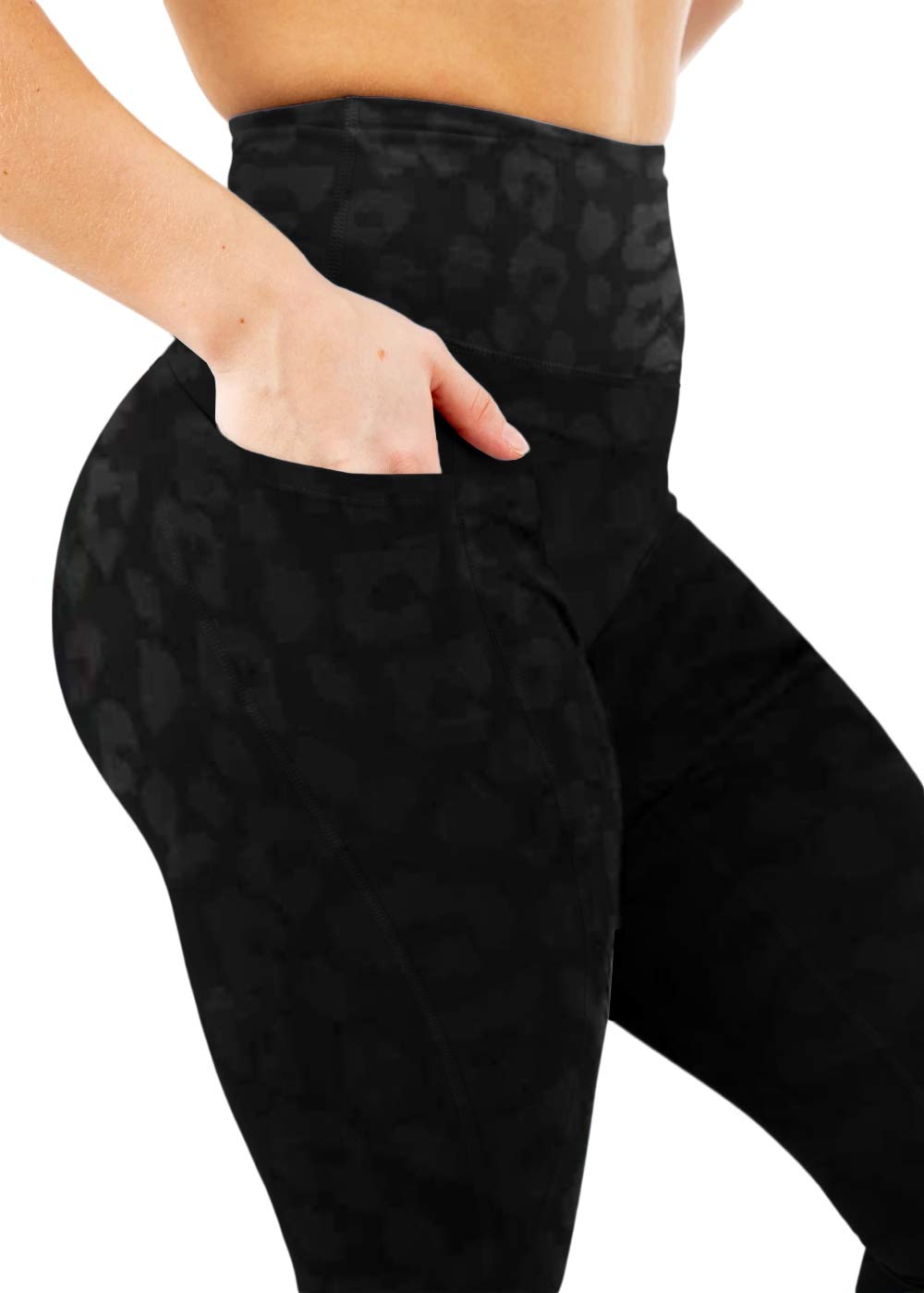 Aurgelmir Women's Booty Scrunch Workout Sports Leggings Butt Lifting Ruched Yoga Pants with Pockets (Leopard, Small)