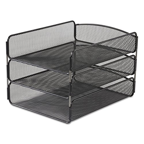 Safco 3271BL Desk Tray Three Tiers Steel Mesh Letter Black