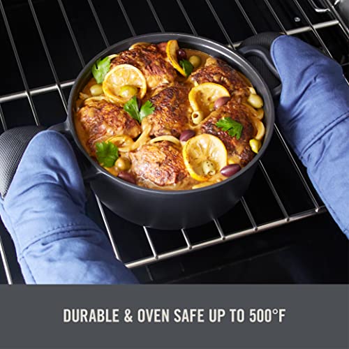 DASH Zakarian by DASH 4.5 Qt Nonstick Cast Iron Dutch Oven, Titanium Ceramic Nonstick Pot with Lid and Handles, Black
