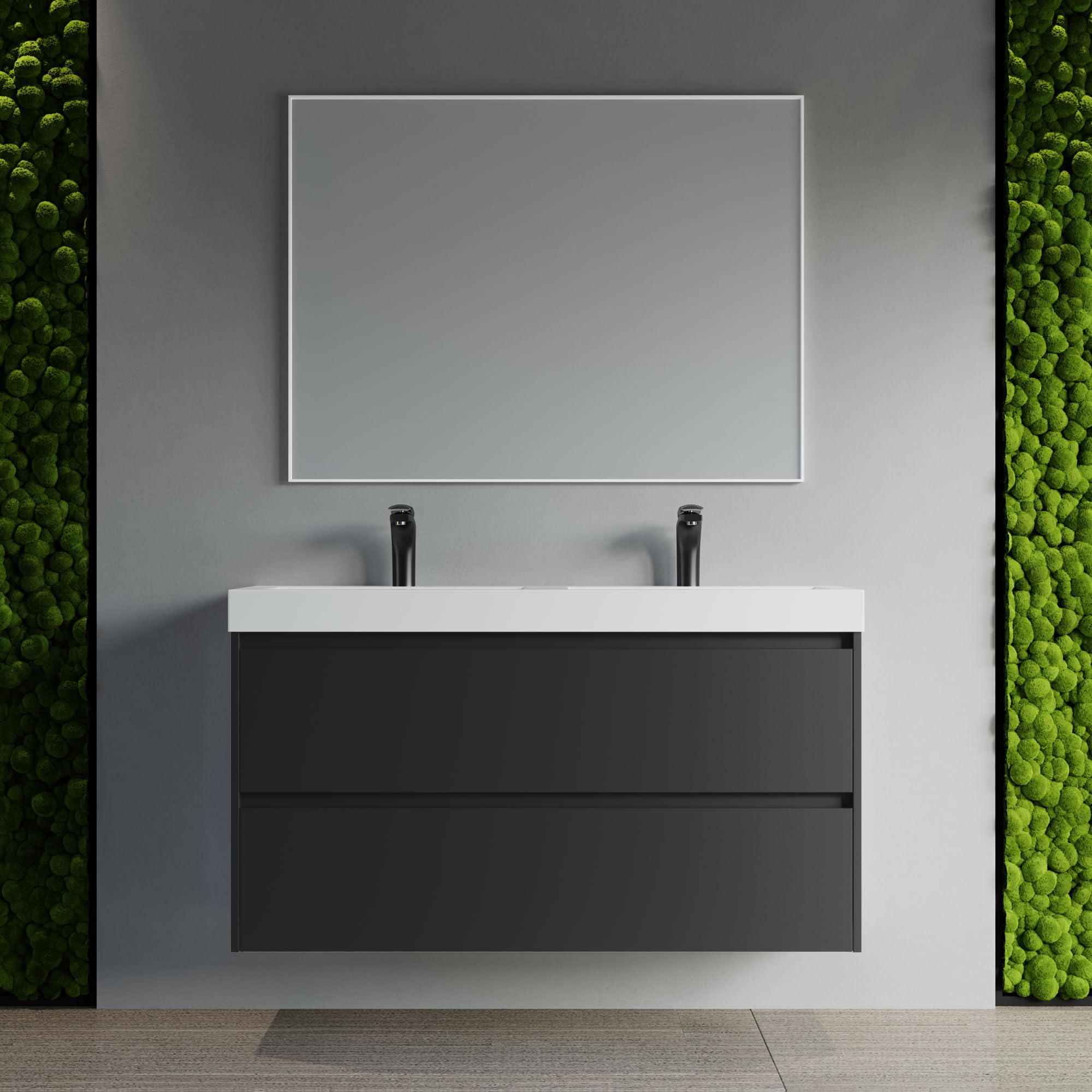 Dowell Series 004 Double Bathroom Vanity Set, 48", Matte Black