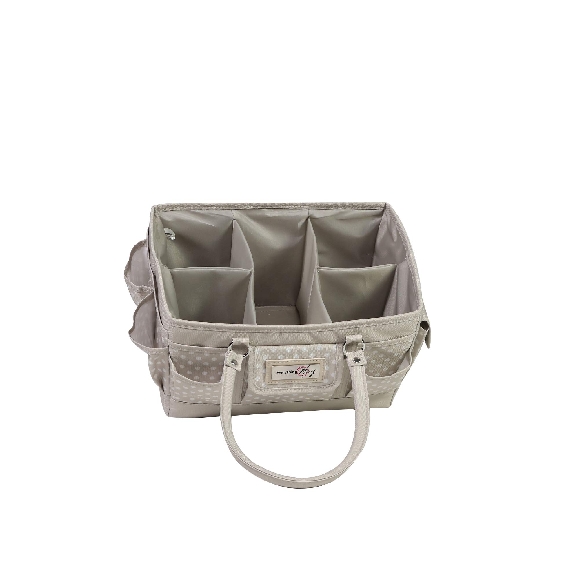 Everything Mary Craft Bag Organizer Tote, Tan Dot - Storage Art Caddy for Sewing & Scrapbooking - Crafts Supply Carrier for Supplies & Tools - Organization for School, Medical, Office