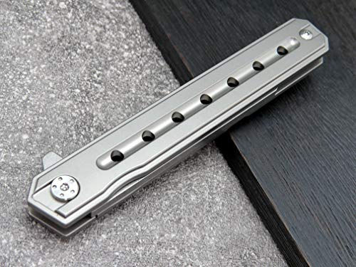 Ccanku C225 Folding Knives D2 Steel Blade TC4 Titanium Alloy Handle Knife Camping Outdoor EDC Tool Folding Knives (Gray)