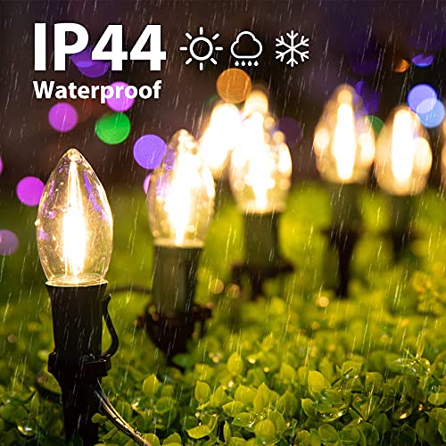 Brightown C9 Christmas String Lights Outdoor, 25.7 Feet 20 Bulbs Pathway Lights Waterproof Replaceable for Indoor Xmas Party Holiday Wedding Commercial Decorations (Warm, LED)