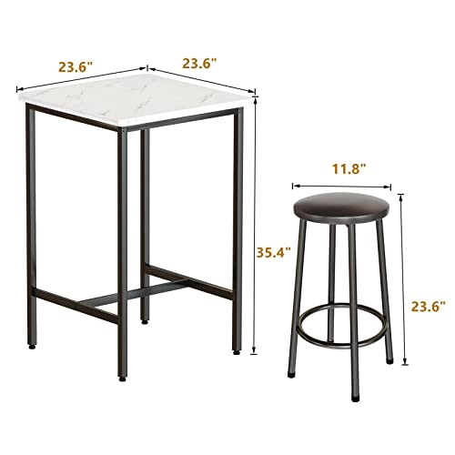 LinkRomat Pub Table Set of 3, Small Dining Table for 2, Bistro Table and Chairs, Bar Height Table w/2 Stools Counter Height Table Kitchen Bar Small Kitchen Table for Breakfast Nook Small Space