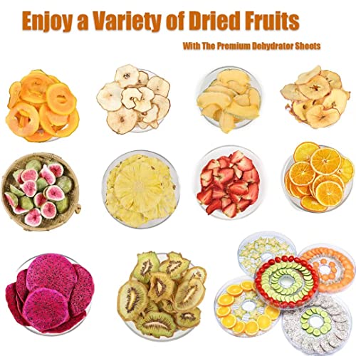 OUOSY 7Pcs Reusable Dehydrator Sheets For Dehydrator, Round Silicone Dehydrator Mats For Fruit, 13 inch Premium Non Stick Food Dryer Mesh Sheet (7 Pack, 13 x 13ββ), 13 x 13 In, White